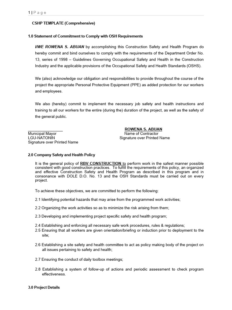 Dole 1-15 Sample Blank | PDF | Occupational Safety And Health ...