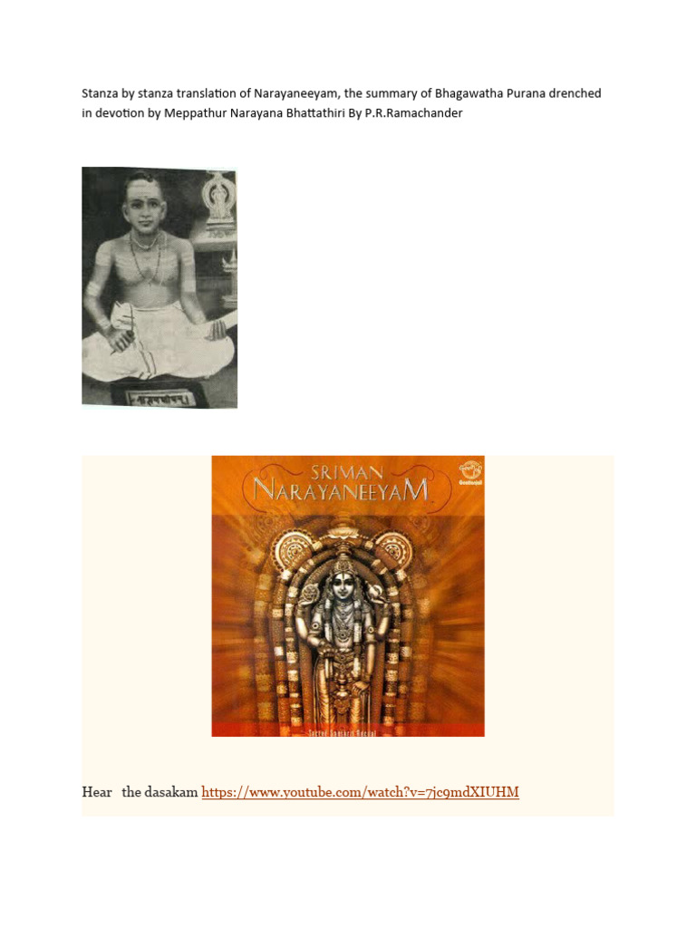 Stanza by Stanza Translation of Narayaneeyam Meaning | PDF | Bhakti | Religious Belief And Doctrine