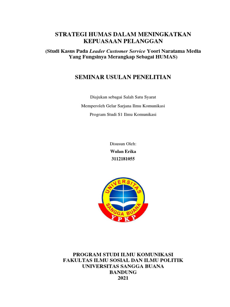 Draft Seminar Usulan Penelitian | PDF