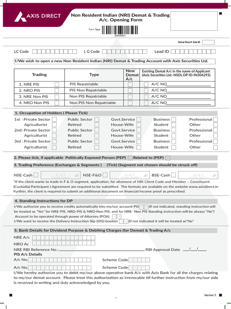 NRI Form Ver5 | PDF | Financial Services