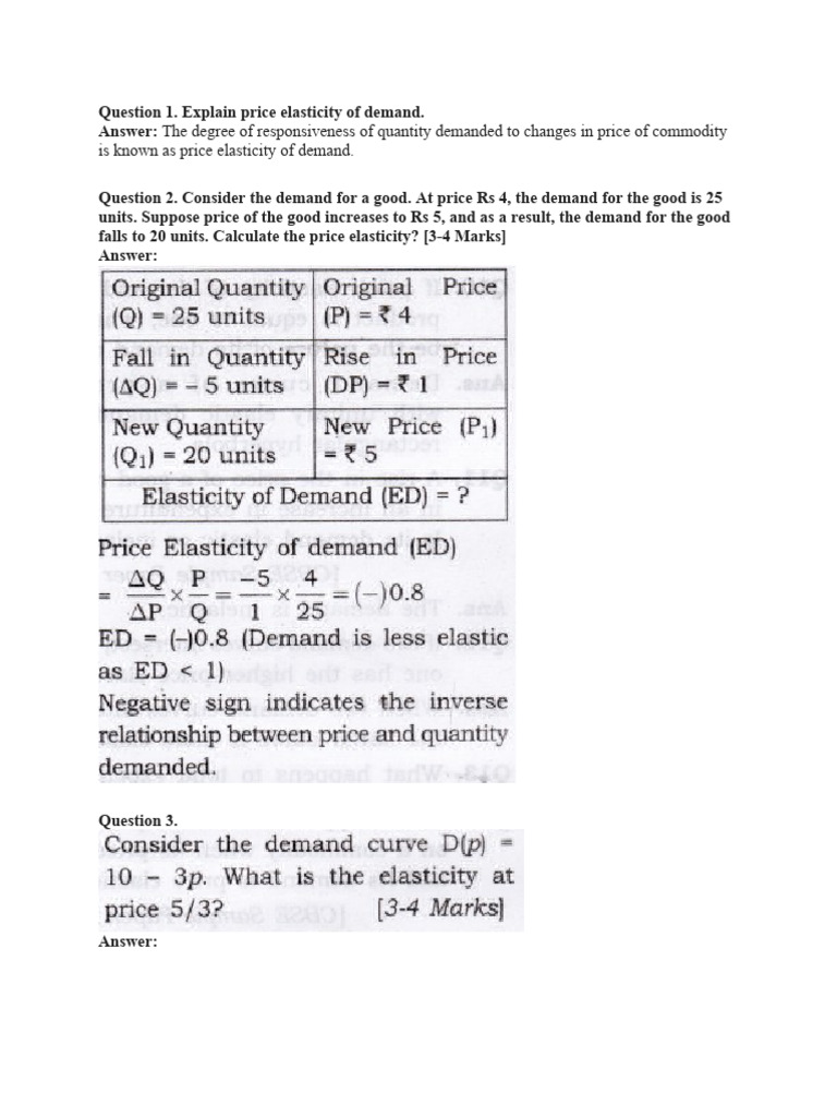 Elasticity Of Demand Pdf Demand Price Elasticity Of Demand