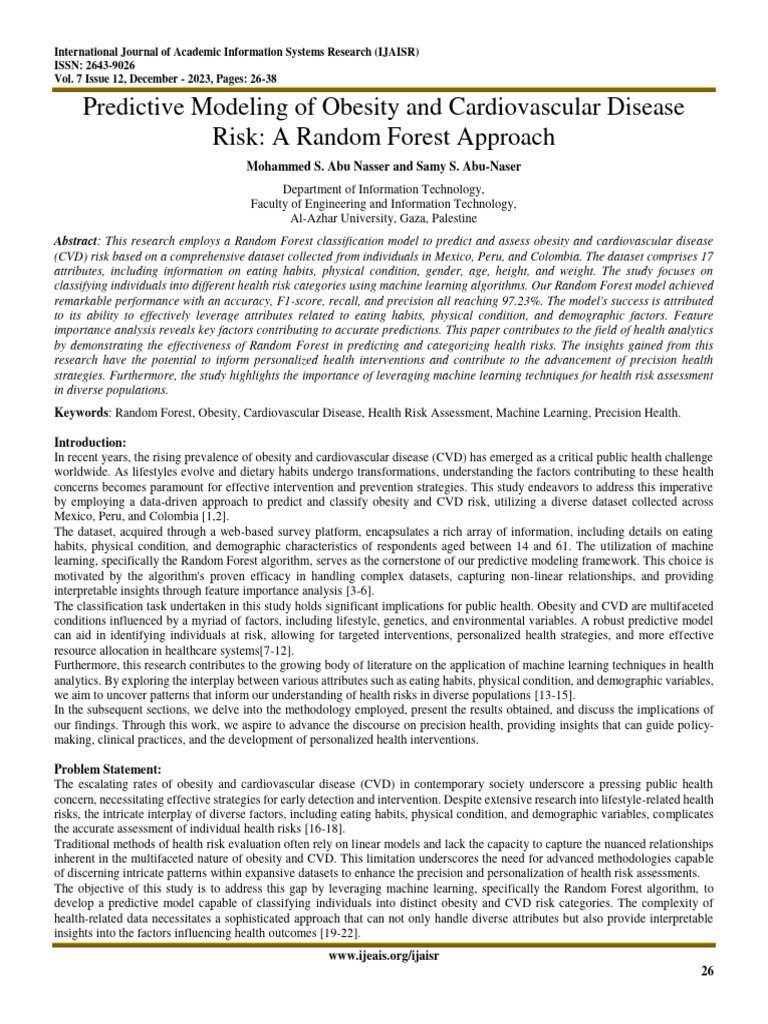 Predictive modeling of obesity and cardiovascular disease risk | PDF ...