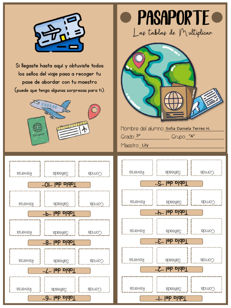 Pasaporte Tablas de Multiplicar | PDF
