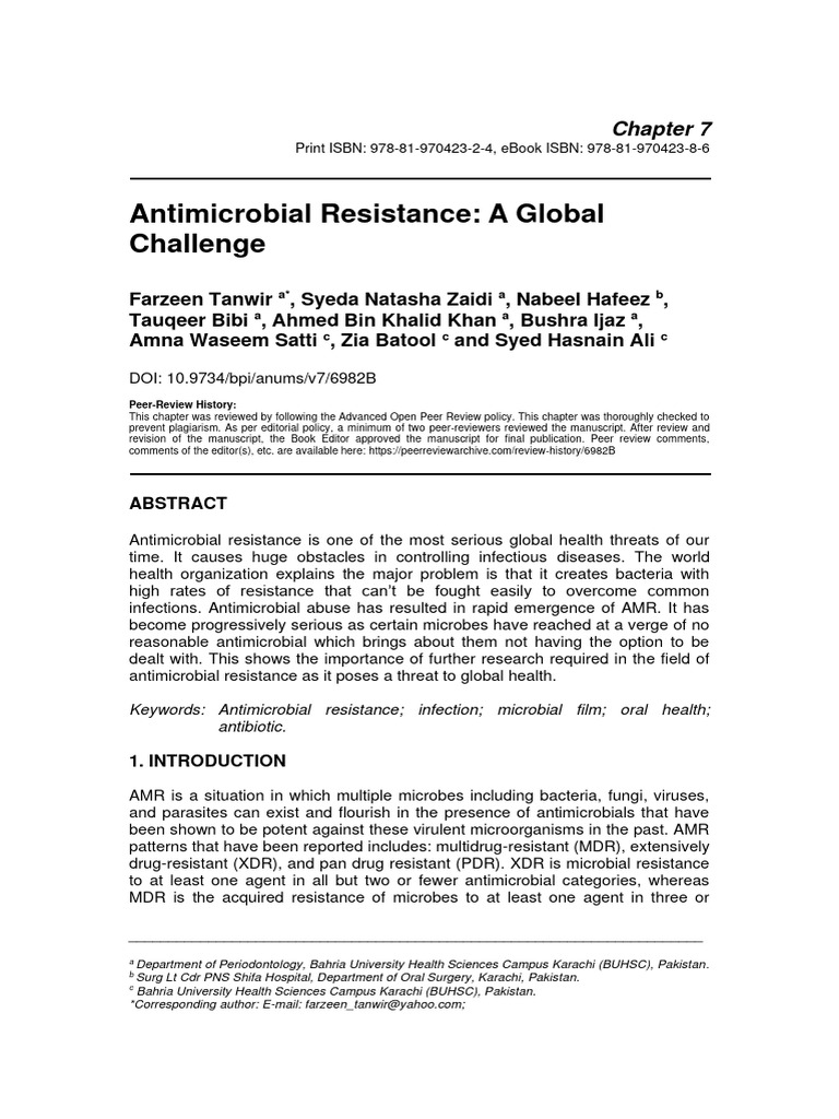 Antimicrobial Resistance. A Global Challenge | PDF