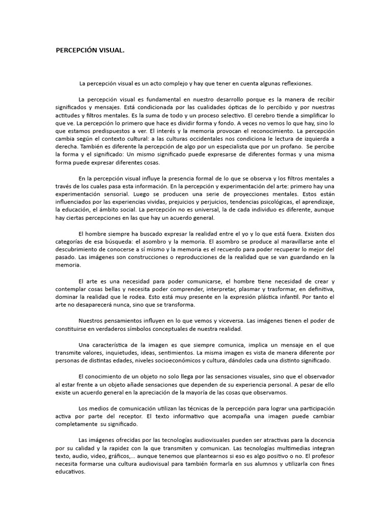 Percepcion Visual | Descargar gratis PDF | Percepción | Imagen