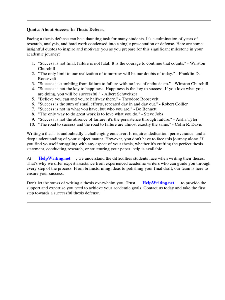 Quotes About Success in Thesis Defense | PDF