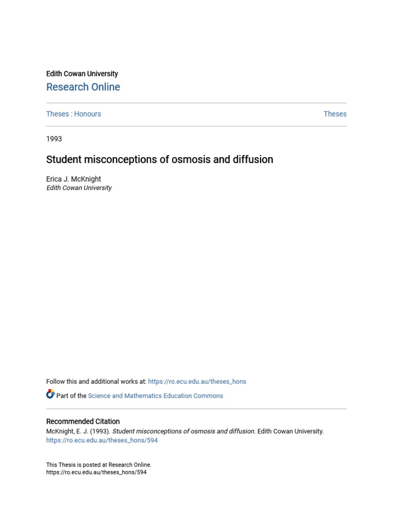 Student Misconceptions of Osmosis and Diffusion | PDF | Constructivism (Philosophy Of Education ...