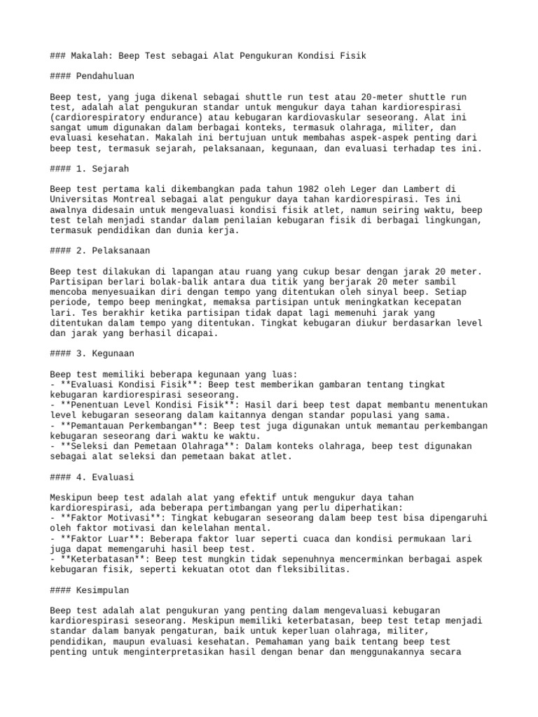 Beep Test | PDF | Sains & Matematika | Teknologi & Rekayasa