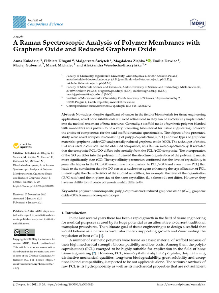 A Raman Spectroscopic Analysis of Polymer Membrane | PDF | Graphene ...