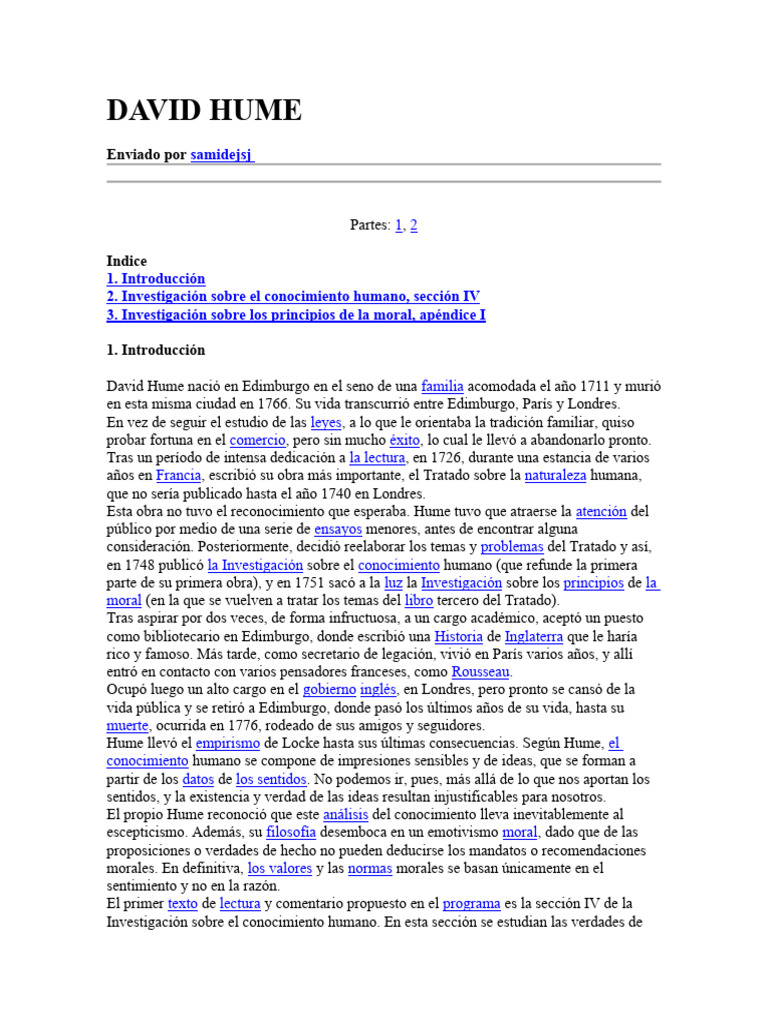 David Hume | PDF | David Hume | Experiencia