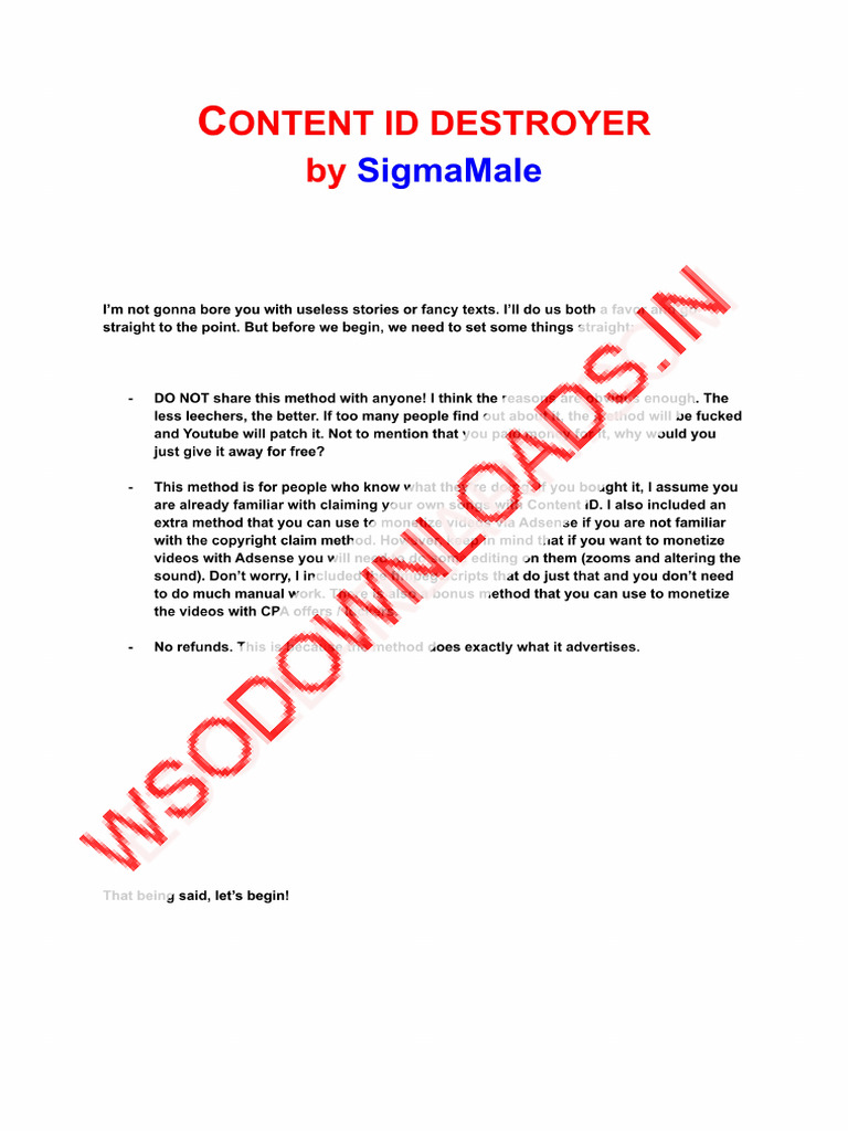 Content Id Destroyer | PDF