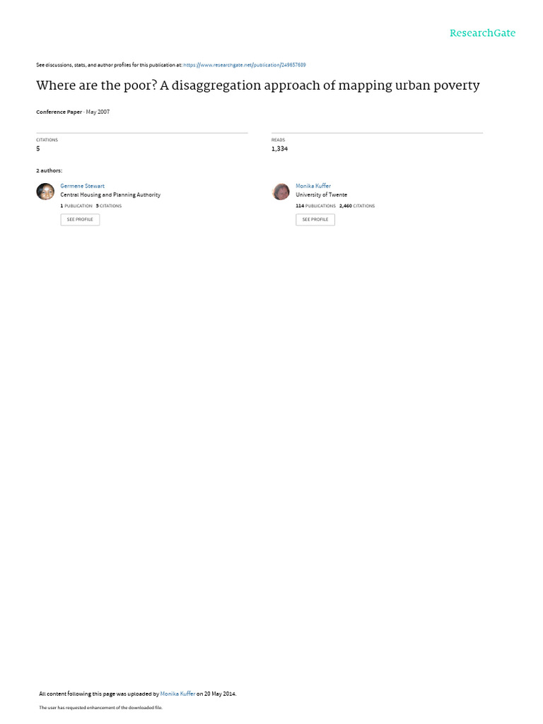 Where Are The Poor A Disaggregation Approach of Mapping Urban Poverty | PDF