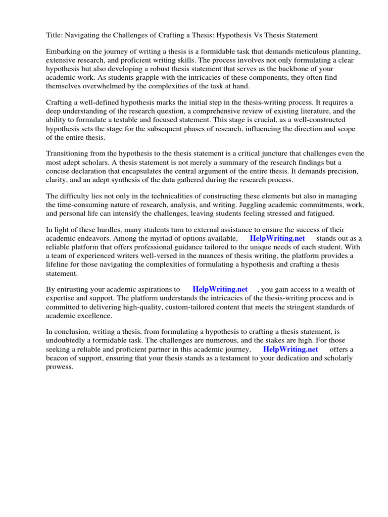 Hypothesis vs Thesis: Key Differences | PDF | Hypothesis | Experiment