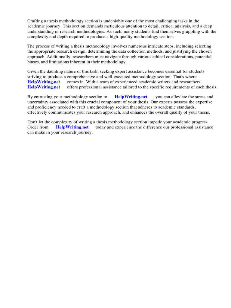 Write Thesis Methodology Section | PDF | Methodology | Sampling (Statistics)