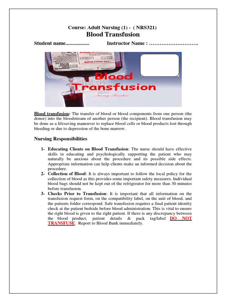 Blood Transfusion | PDF | Blood Transfusion | Intravenous Therapy