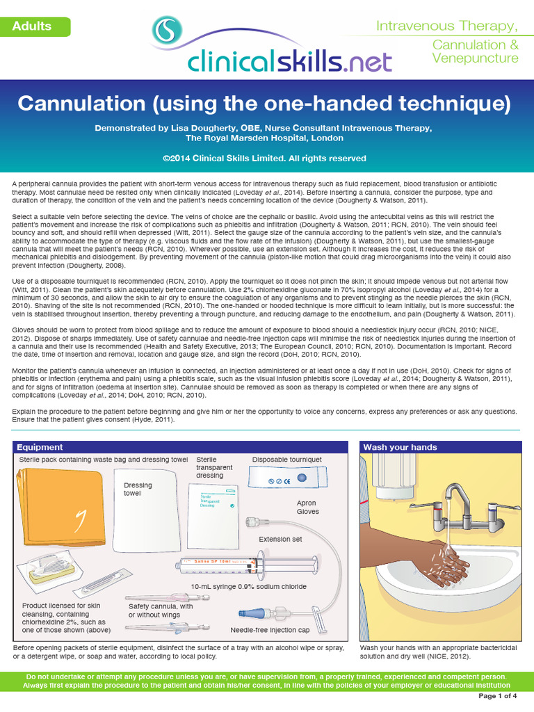 1.1 CANNULATION | PDF | Intravenous Therapy | Clinical Medicine
