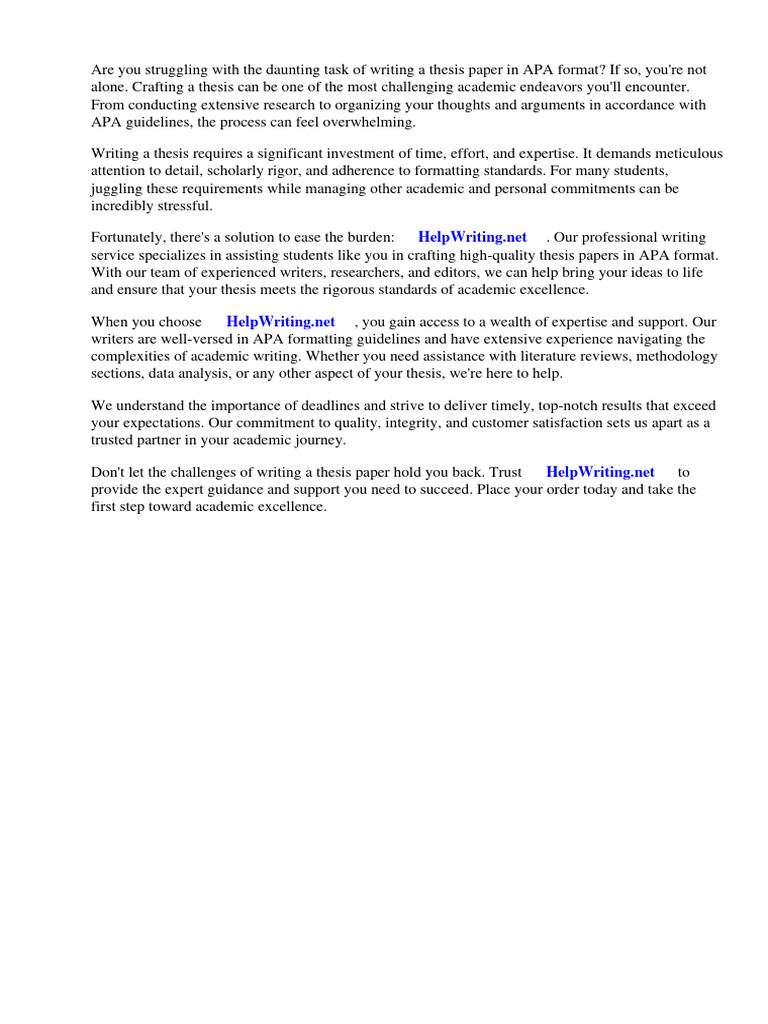 Sample Thesis Paper Apa Format | PDF | Apa Style | Thesis