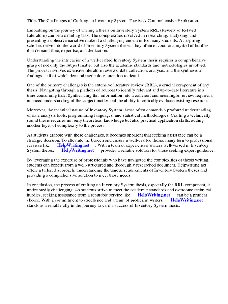 Inventory System Thesis RRL | Download Free PDF | Inventory | Point Of Sale