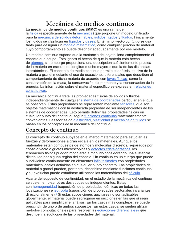 Mecánica_medios_continuos | PDF | Mecánica de Medios Continuos | Fuerza