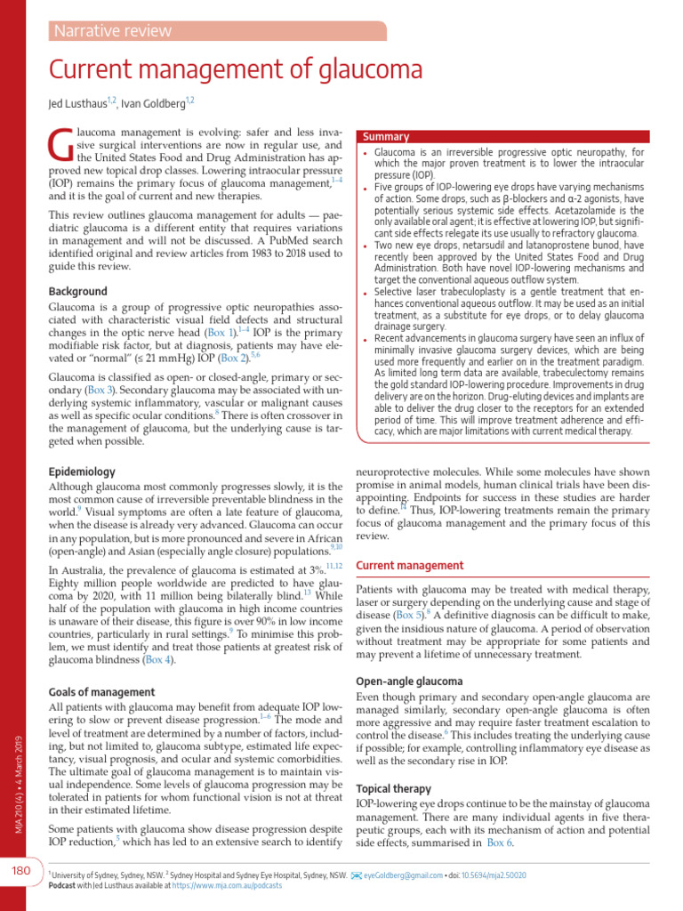 (2019) (Glaucoma) Current Management | PDF