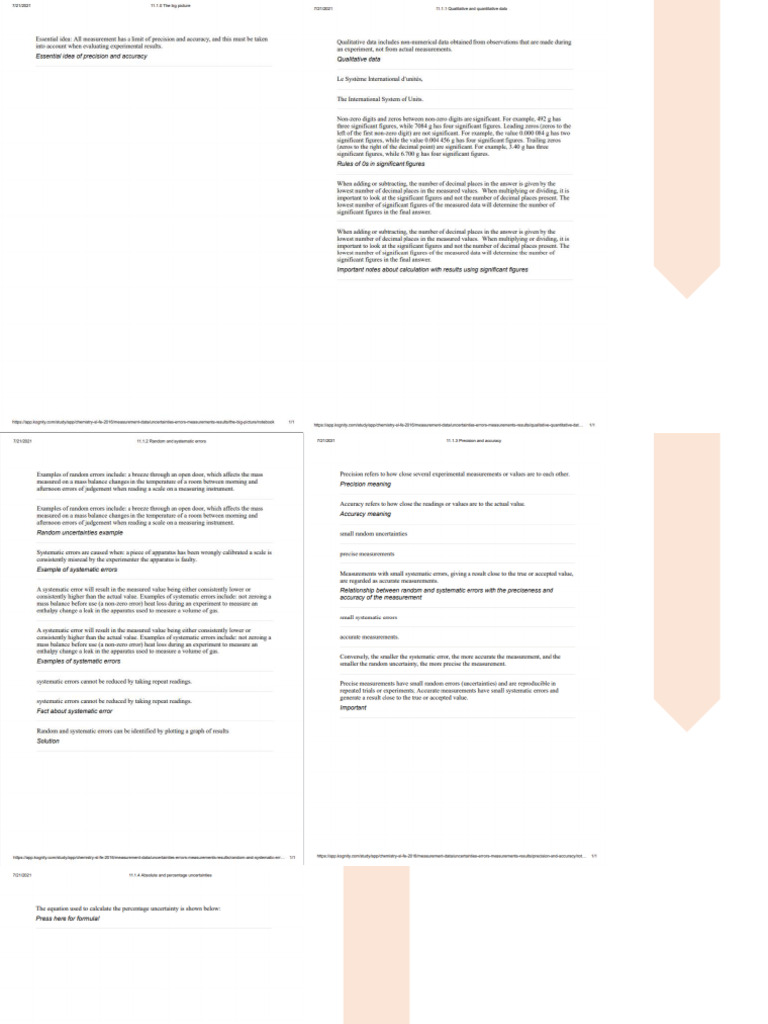 Measurement Notes From Kognity | PDF