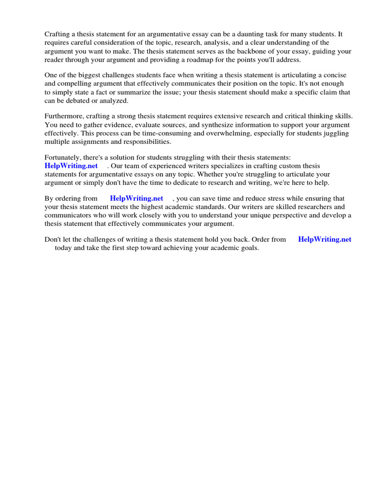 Thesis Statement Argumentative Essays | PDF | Essays | Thesis