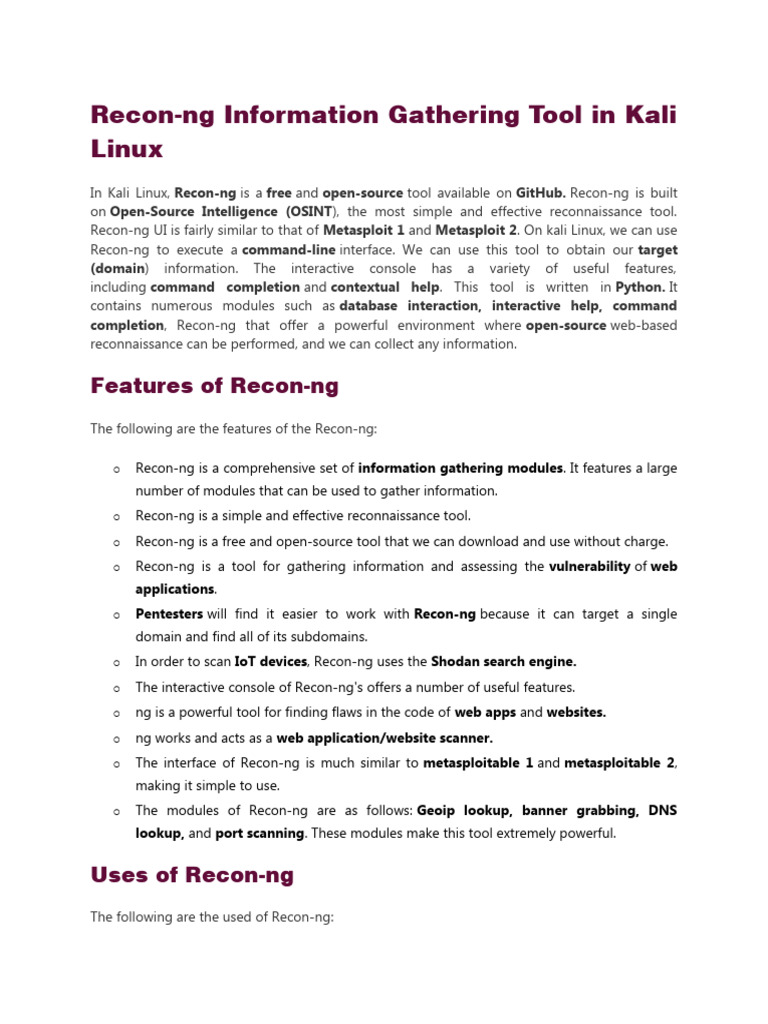 Recon Pdf Command Line Interface Information Technology