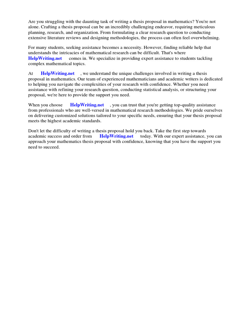 Sample of Thesis Proposal in Mathematics | PDF | Thesis | Science