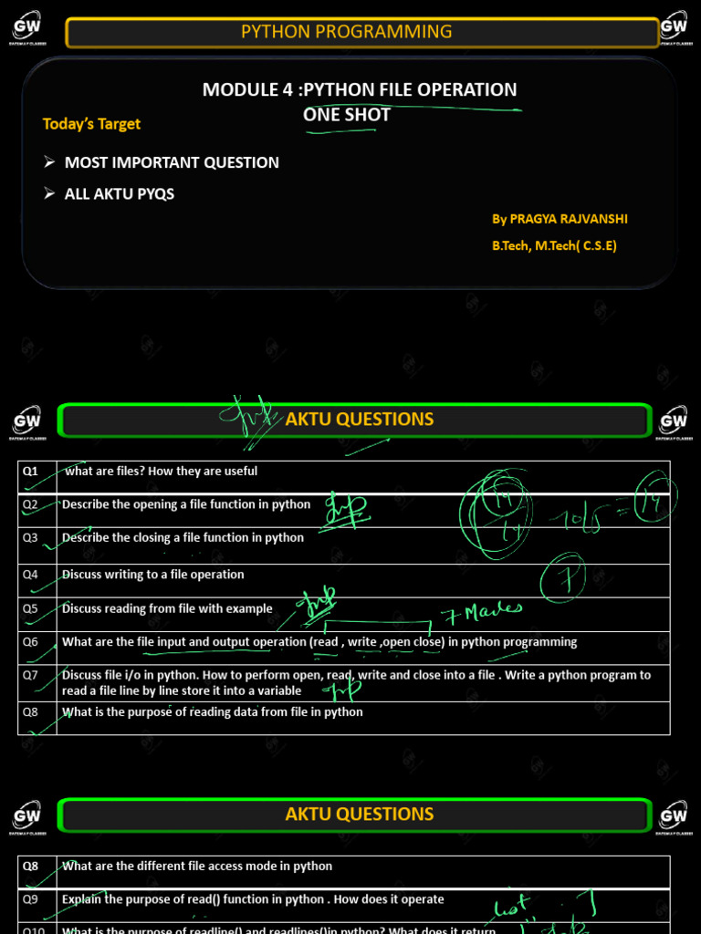 Python U 4 One Shot Notes - 5fb3c31c 1918 47a2 Bf55 Feb50cb9a8c9 | PDF ...