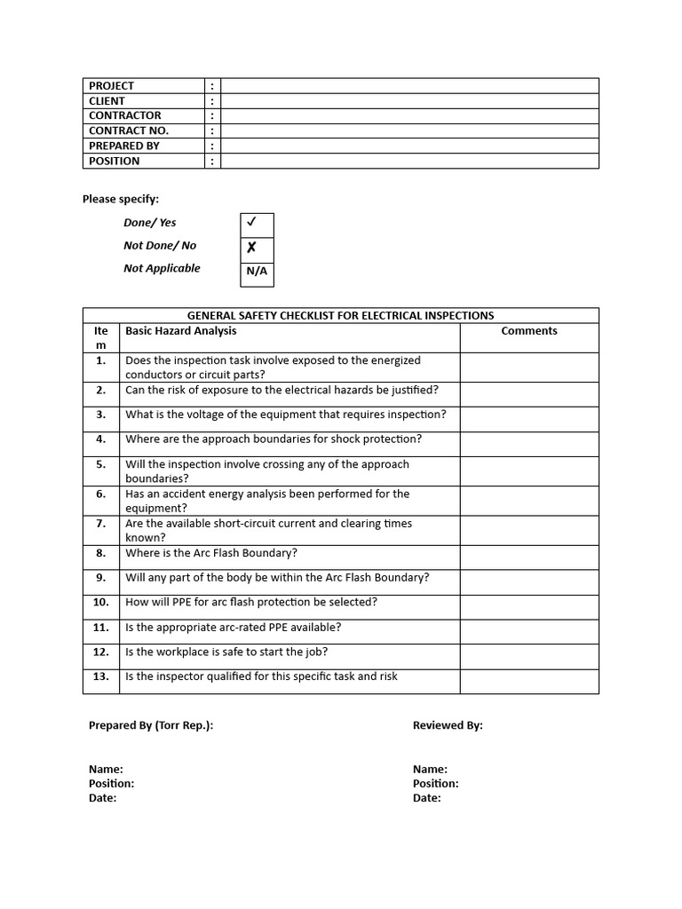 Electrical Checklist V2 | PDF | Electrical Wiring | Safety
