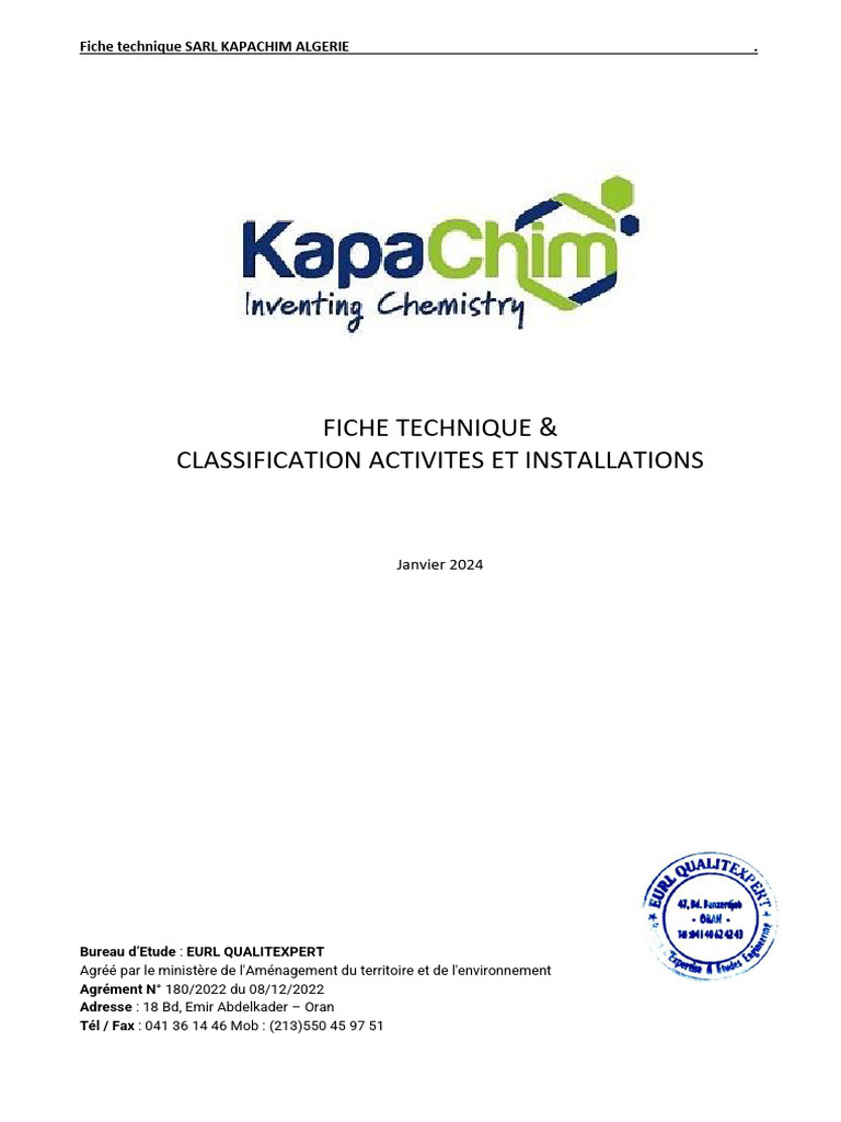 Fiche Technique Et Classification 2024 Pdf