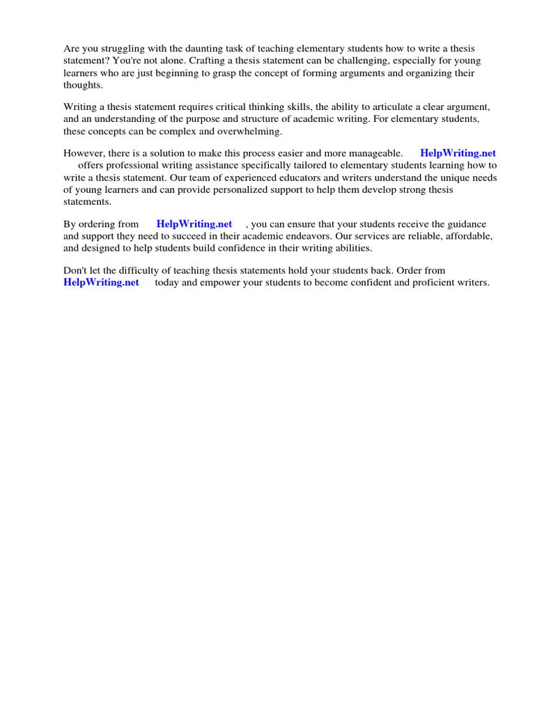 Teaching Elementary Students How To Write A Thesis Statement | PDF ...
