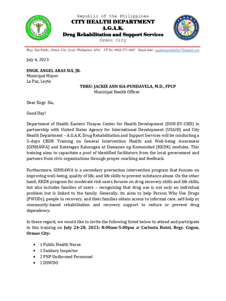 Invitation Letter for LGU La Paz (CBDRP) | PDF