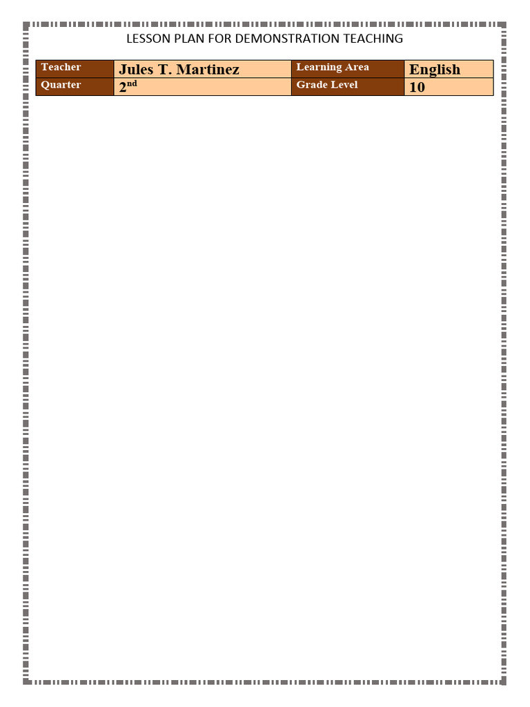 G10 Lesson Plan | PDF