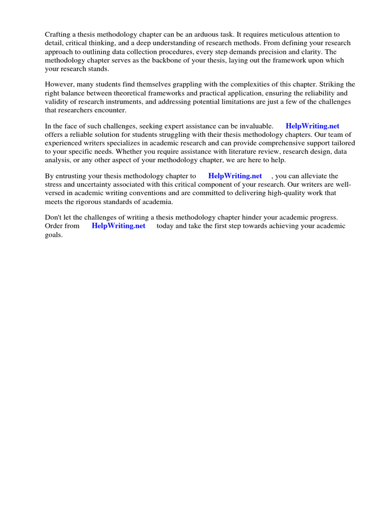 Writing Thesis Methodology Chapter | PDF