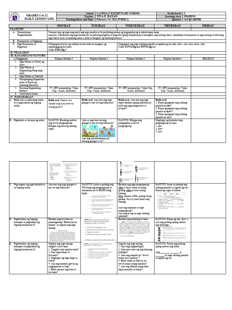 Filipino DLL Week 2 Q3 | PDF
