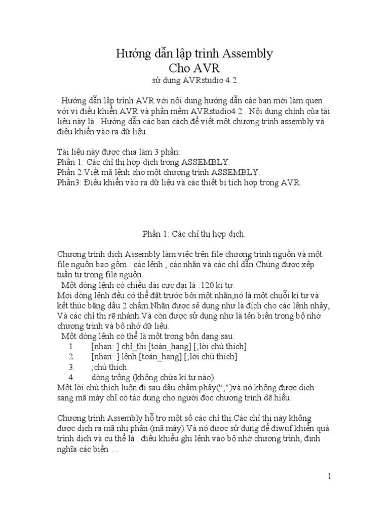 AVR - Lap Trinh Assembly | PDF