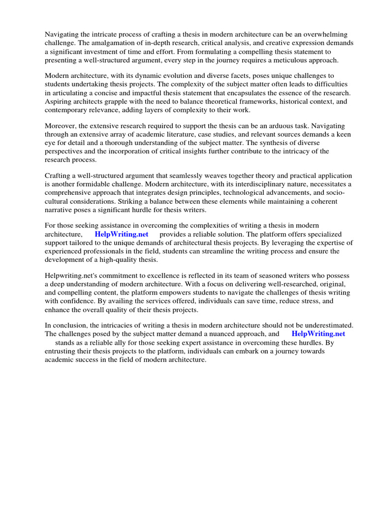 Modern Architecture Thesis Statement | PDF | Thesis | Theory