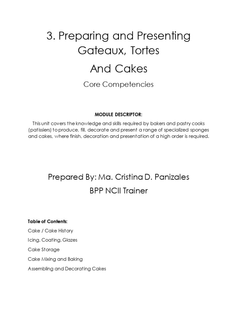 Prepare and Present Gateaux, Tortes and Cakes | Download Free PDF ...