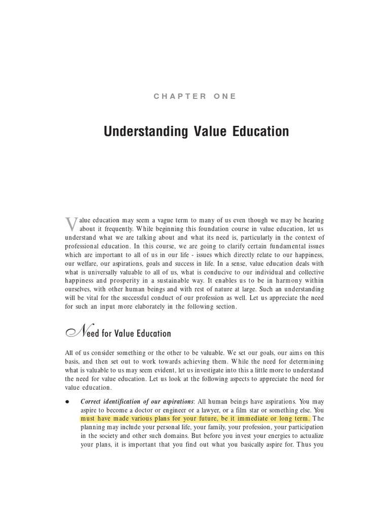 Introduction to Value Education | PDF | Happiness | Thought