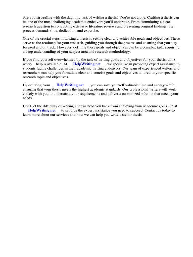 How to Write Goals and Objectives for Thesis | PDF | Goal | Thesis