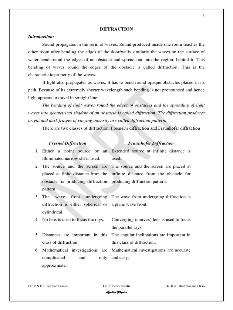 1 Diffraction Pdf Diffraction Angular Resolution 