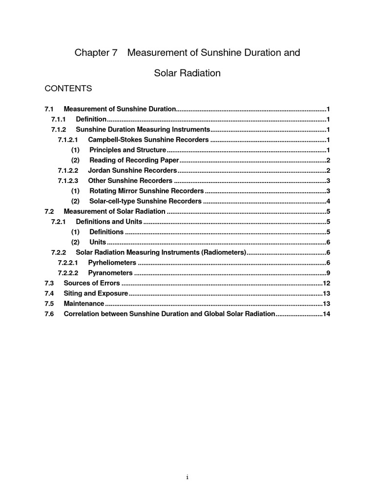 Measurement of Sunshine Duration and Solar Radiation | PDF | Sun ...
