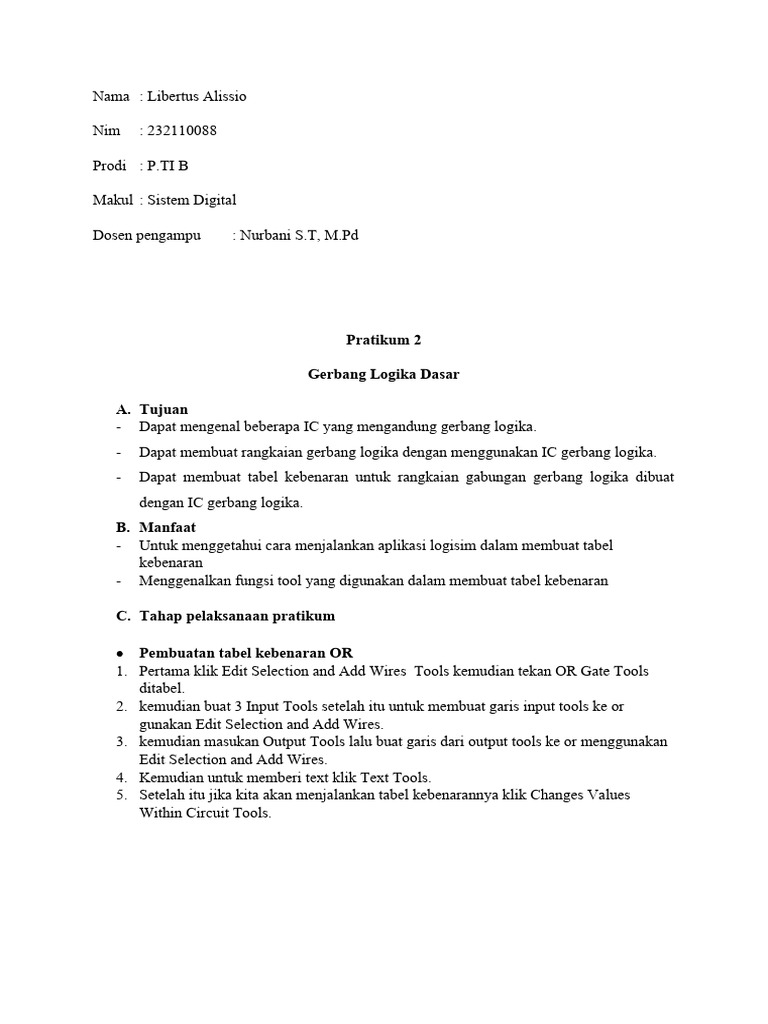 Praktikum 2 Sistem Digital | PDF