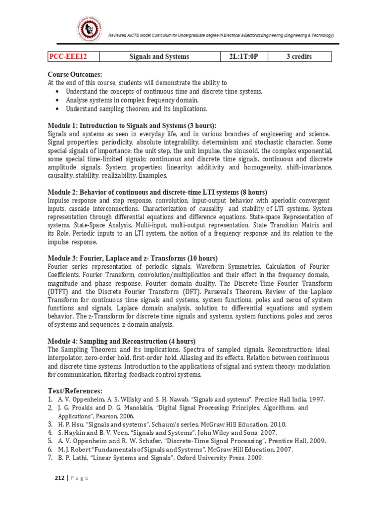 Signals and Systems | PDF | Fourier Transform | Electronics