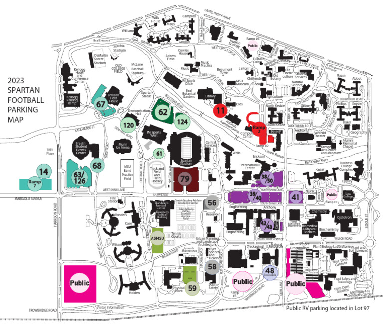 2023 Football Parking Map by Color | PDF | Michigan State University ...