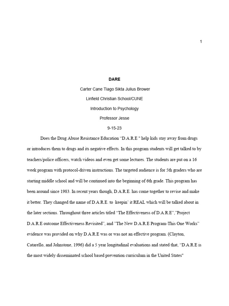 Dare Project | PDF | Behavioural Sciences | Psychological Concepts