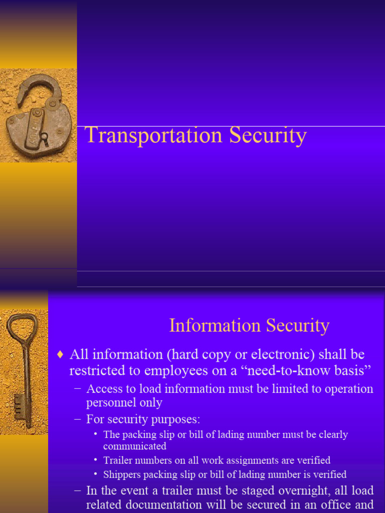 Ch3.1transportation Security | PDF | Cargo | Bill Of Lading