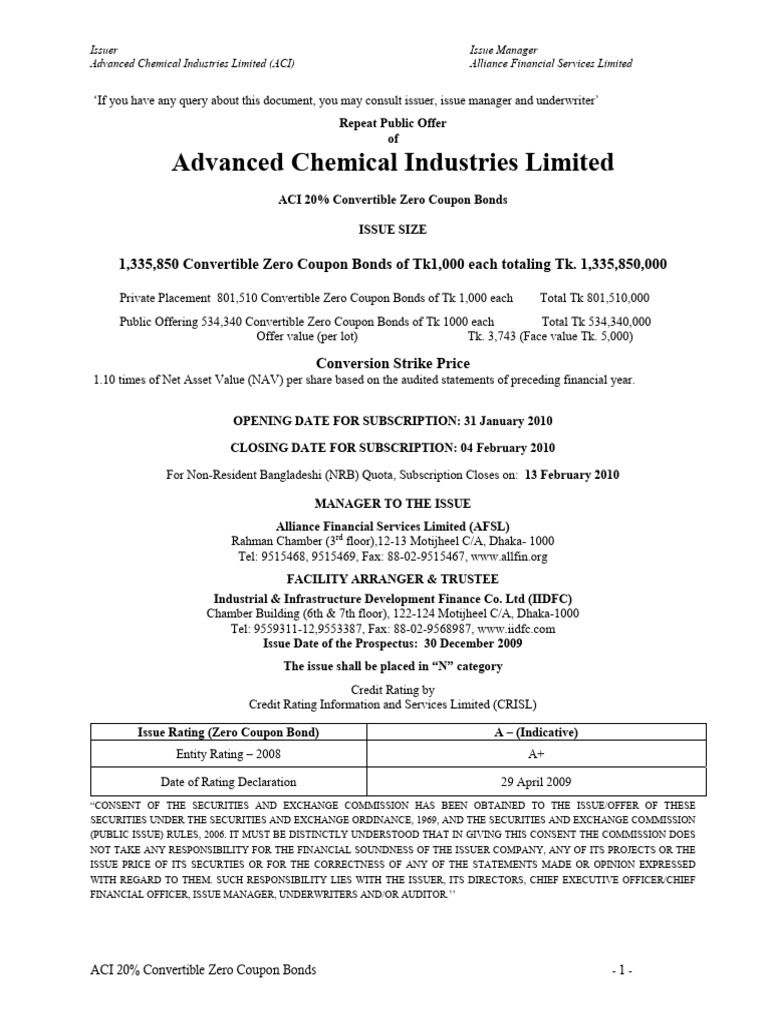 ACI ZCB Prospectus | PDF | Bonds (Finance) | Securities (Finance)