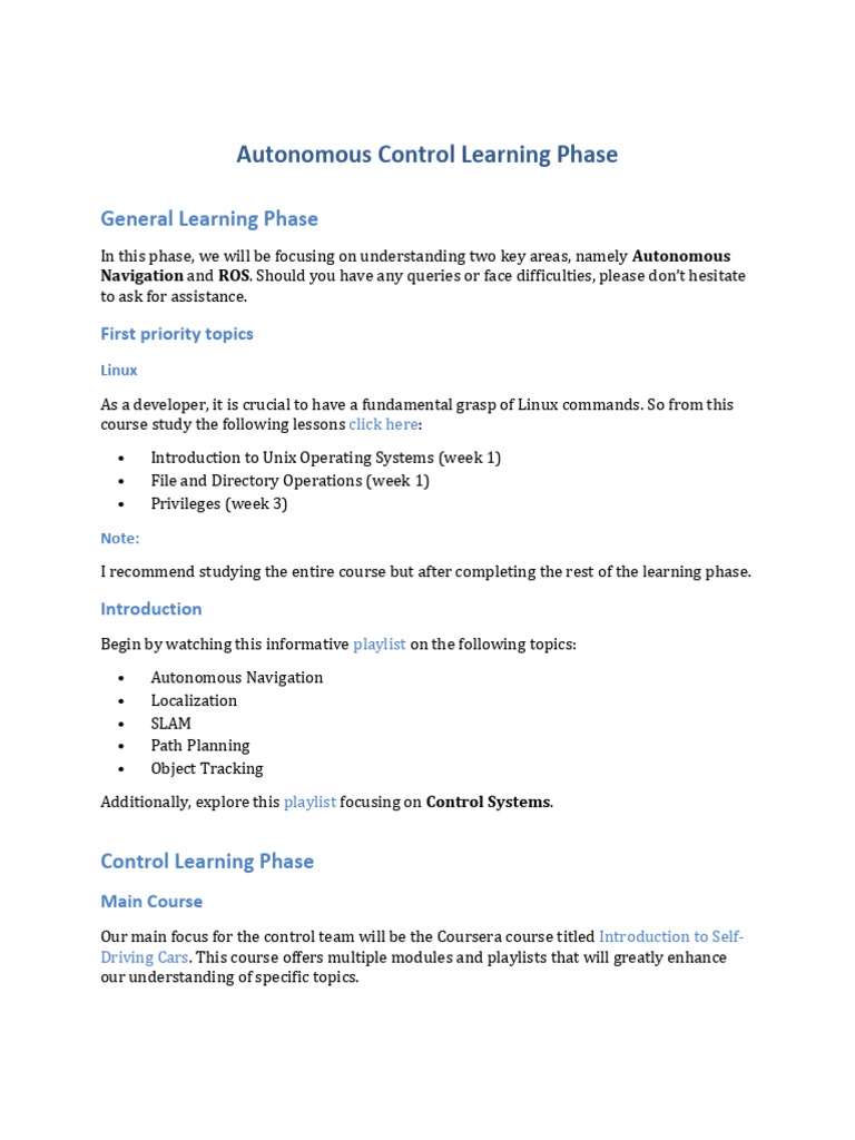 Control Learning Phase | PDF